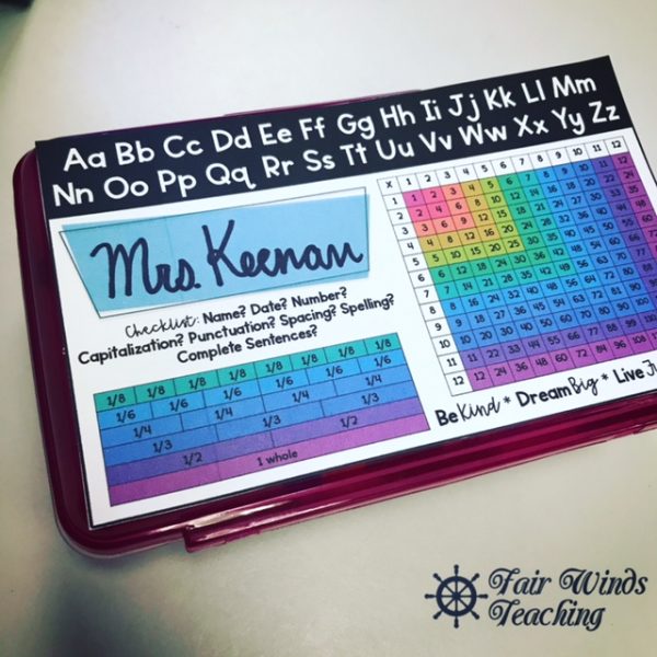 Flexible Seating Pencil Box name tags - Fair Winds Teaching