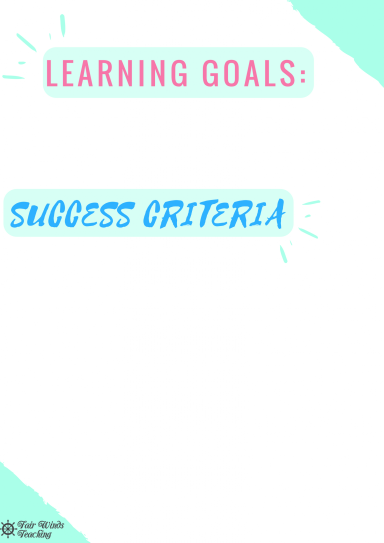 Learning Goals and Success Criteria Poster - Fair Winds Teaching